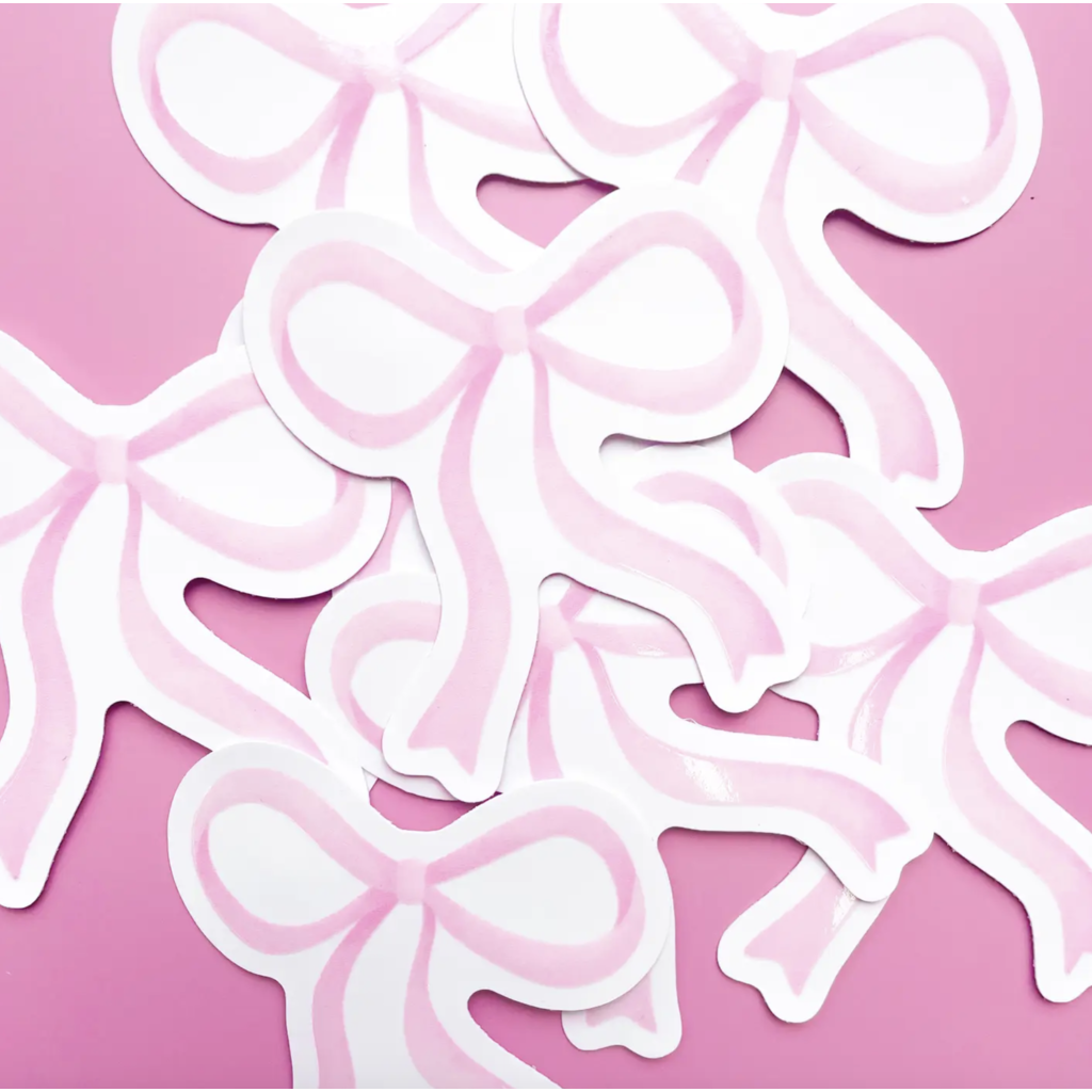 Watercolor Pastel Pink Bow Sticker – Pop & Pour Party Co